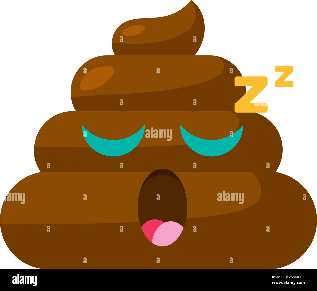 Brown sleeping bored Emoji poop with snoring open mouth. Design element ...