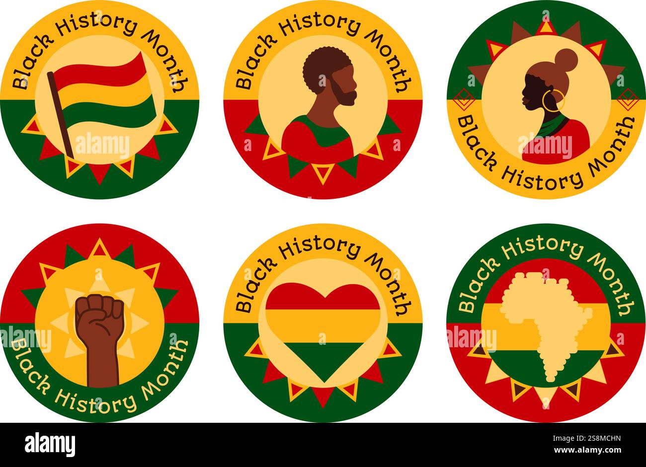 Black History Month badges set with the inscription. African-American ...
