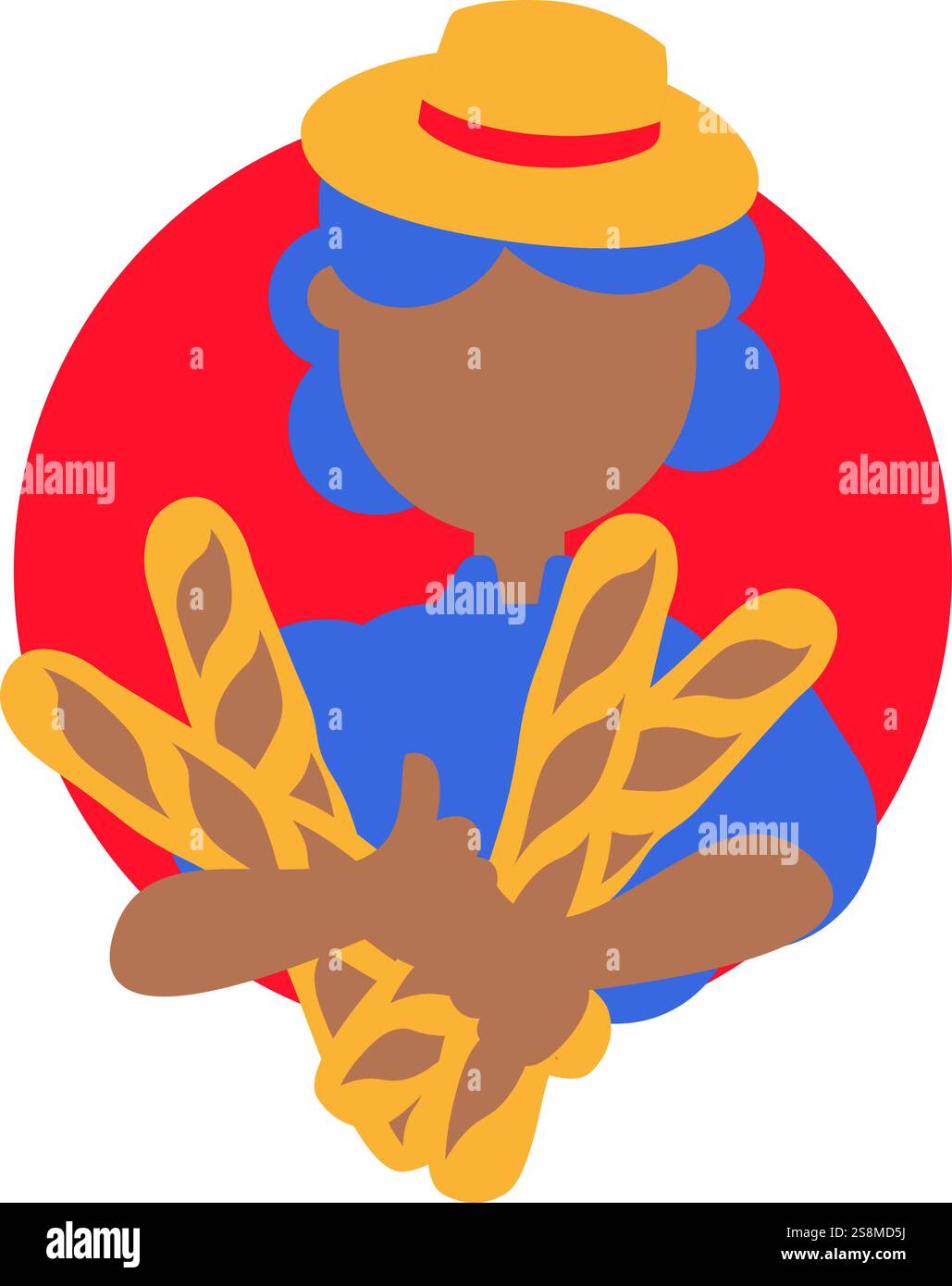 Colorful vector illustration of a character in a hat and with ...