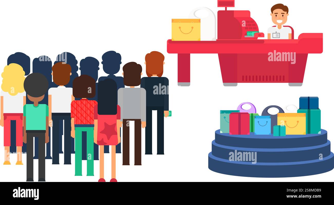 Supermarket rush Stock Vector Images - Alamy