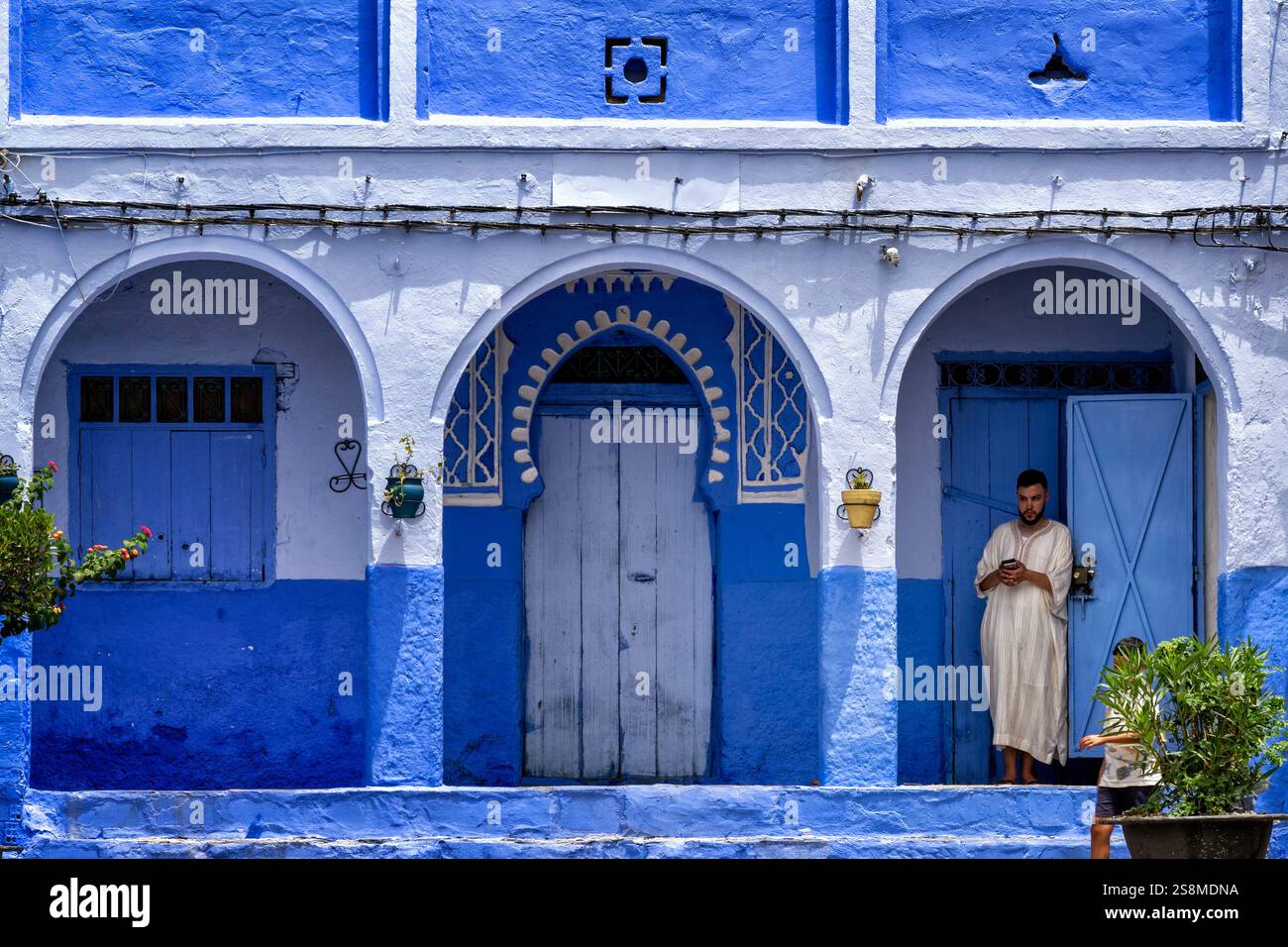 Chefchaouen, Morocco. The beautiful blue city, colorful Moroccan ...
