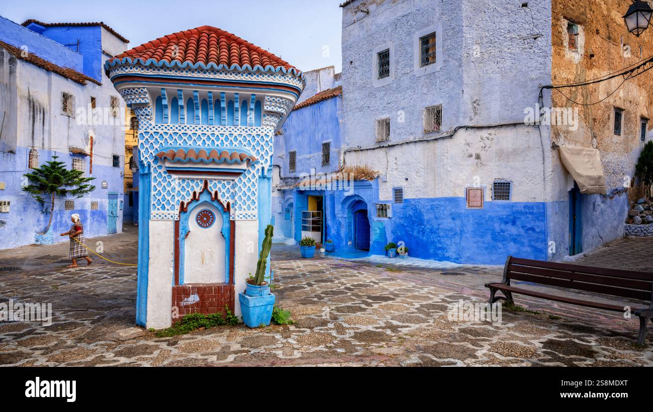 Chefchaouen, Morocco. Beautiful square inside the blue city Medina ...