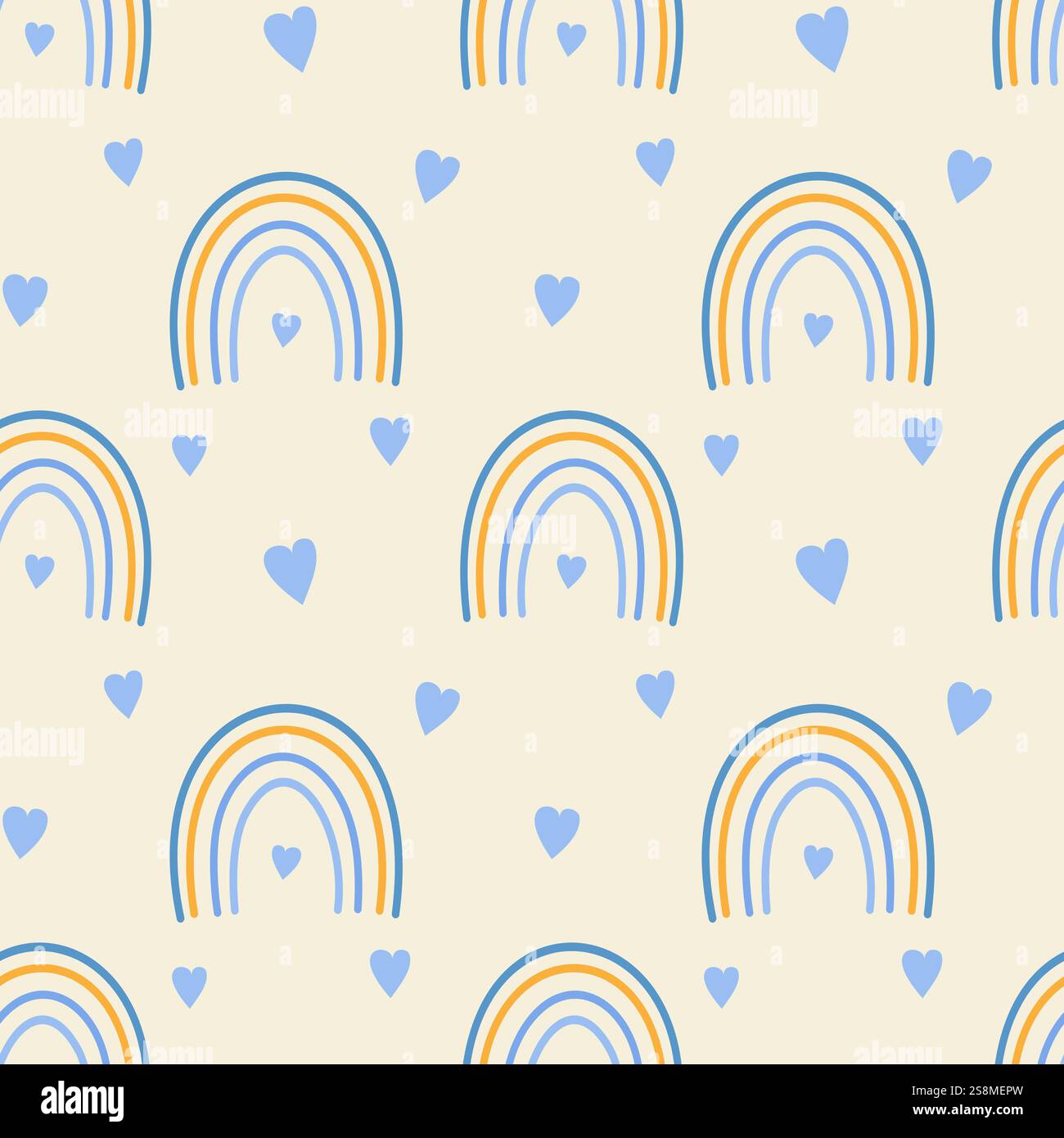Sweet dreams pattern in calm soft colors with rainbows and hearts ...