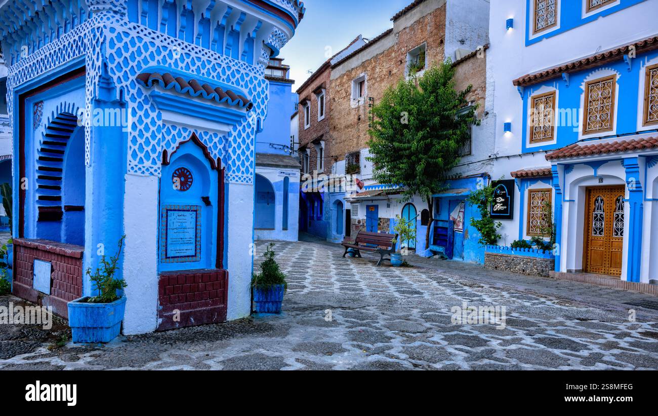 Chefchaouen, Morocco. Beautiful square inside the blue city Medina ...