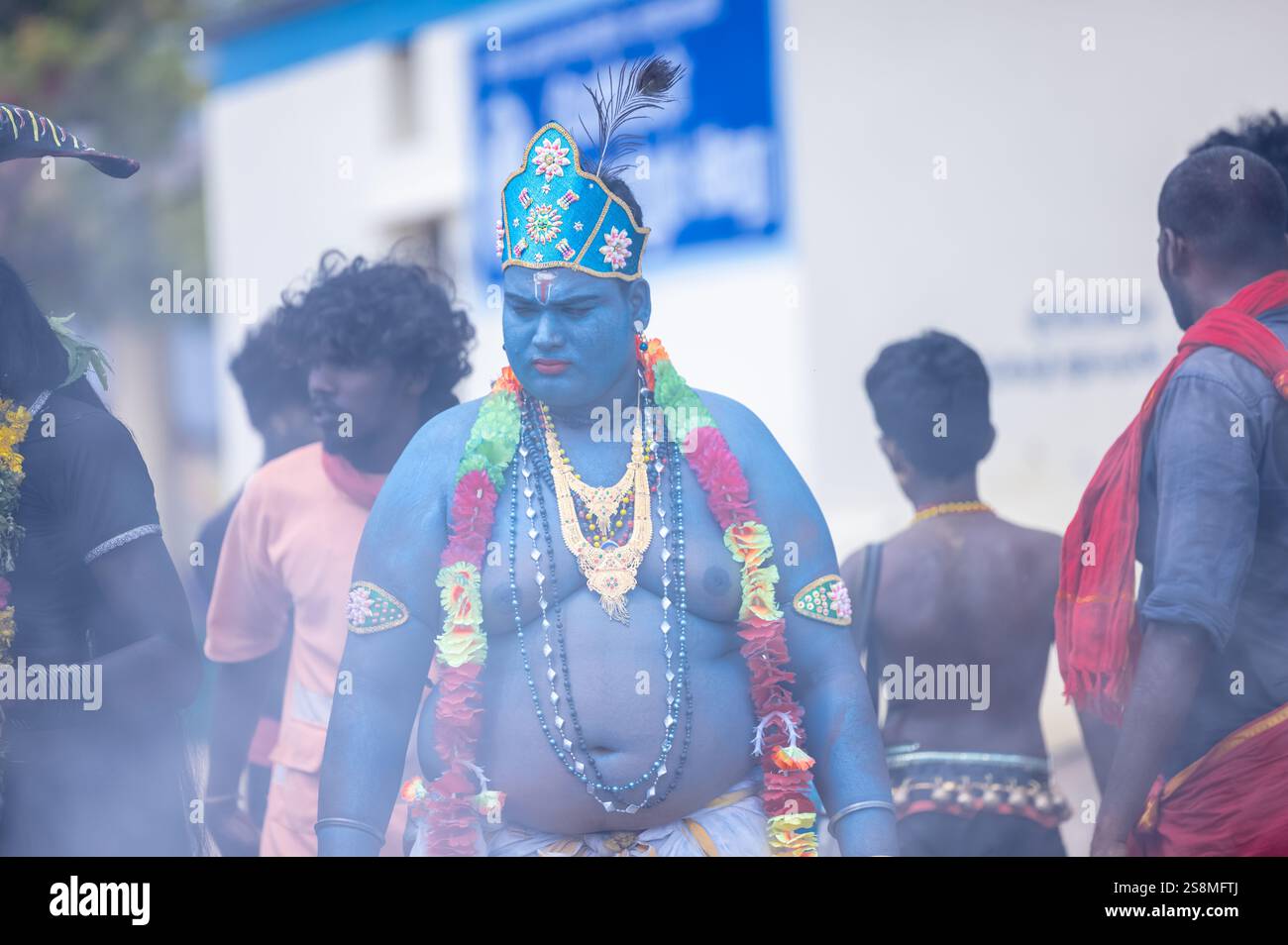 Kulasai, Portrait of indian hindu devotee with painted face and dressed ...