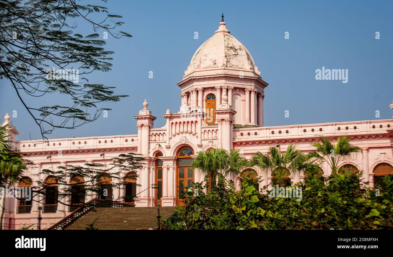A vibrant view of Ahsan Manzil, a symbol of Dhaka's rich cultural and ...