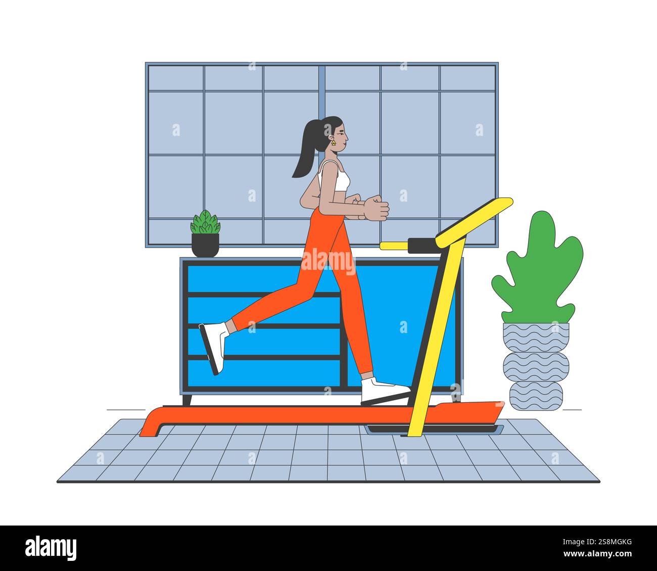 Healthy woman training on treadmill Cut Out Stock Images & Pictures - Alamy