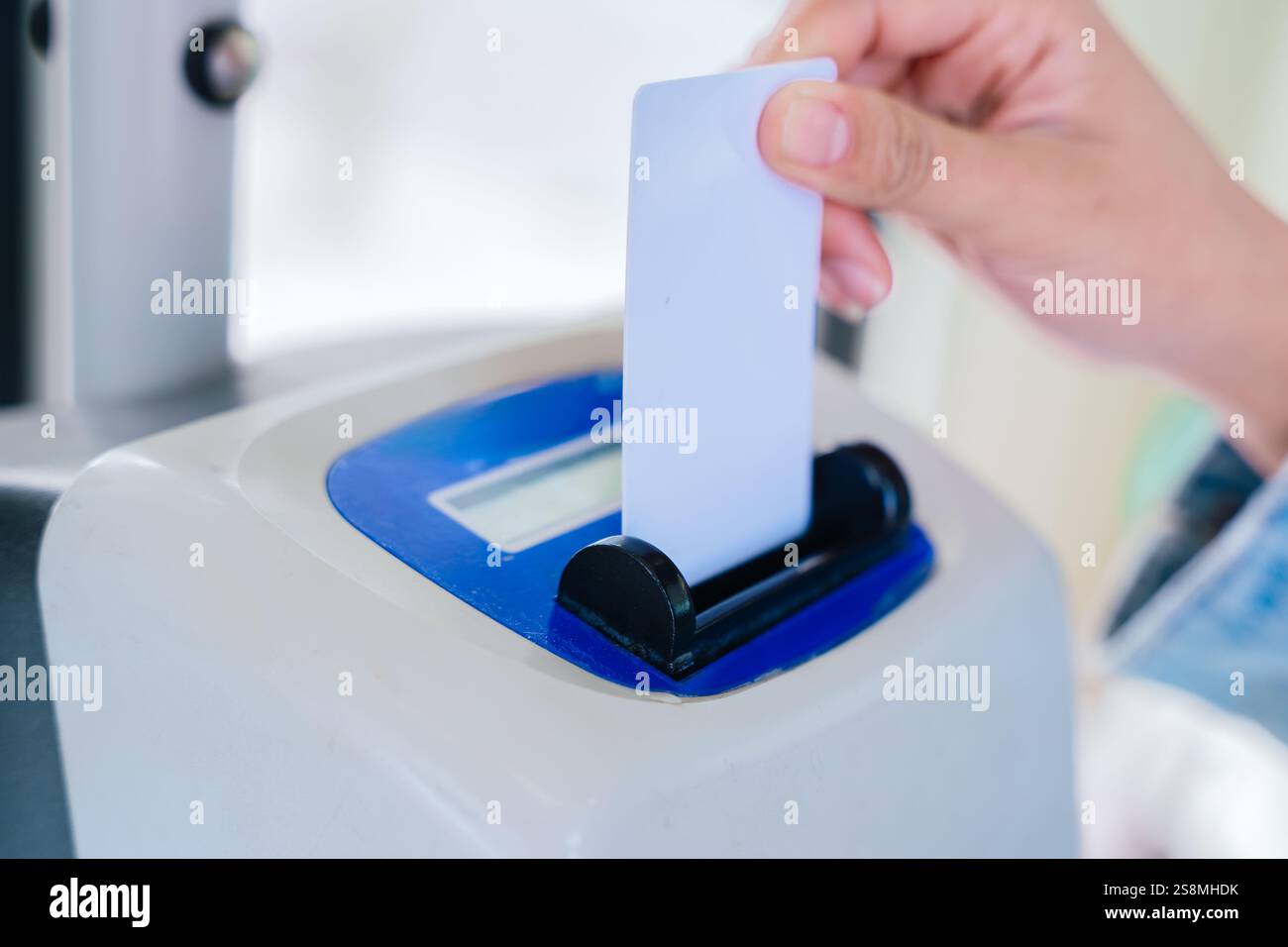 Hand Inserting Ticket Into Validation Machine on Public Transport Stock ...