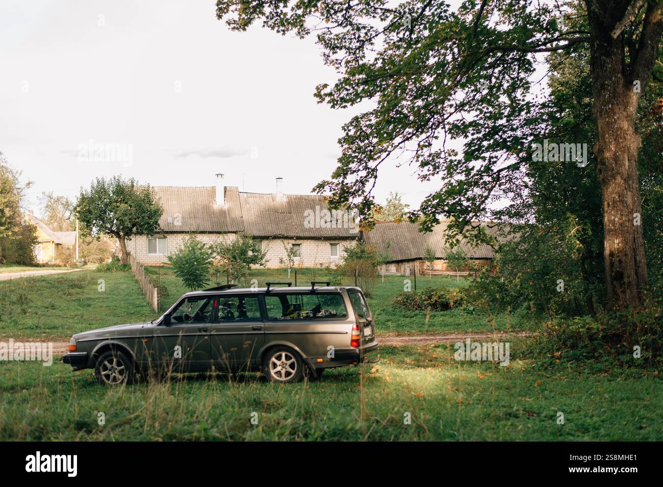grey Volvo 240 in the village. High quality photo Stock Photo - Alamy