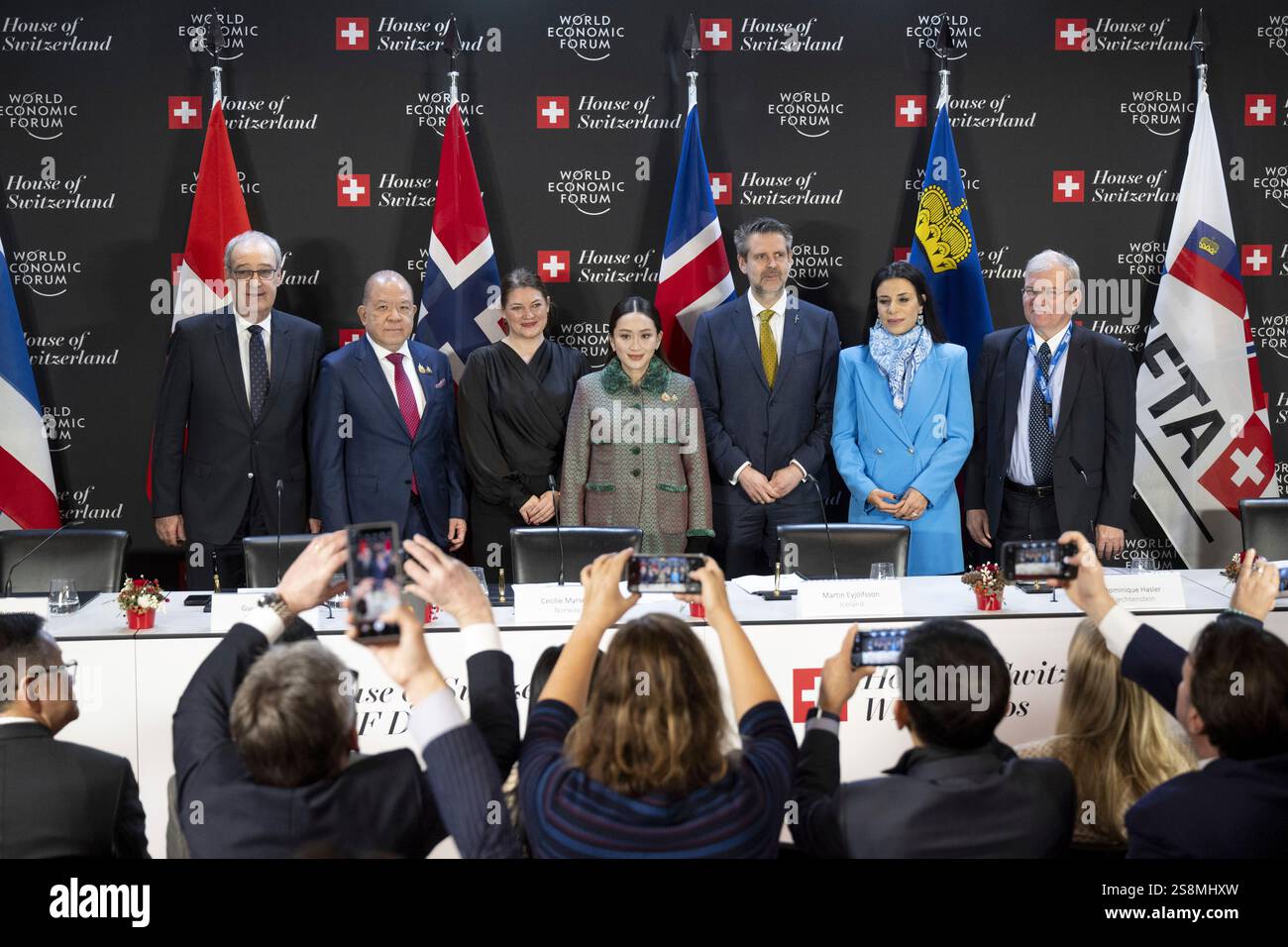 From left: Switzerland's Economy Minister Federal Councillor Guy Parmelin, Thailand's Minister ...