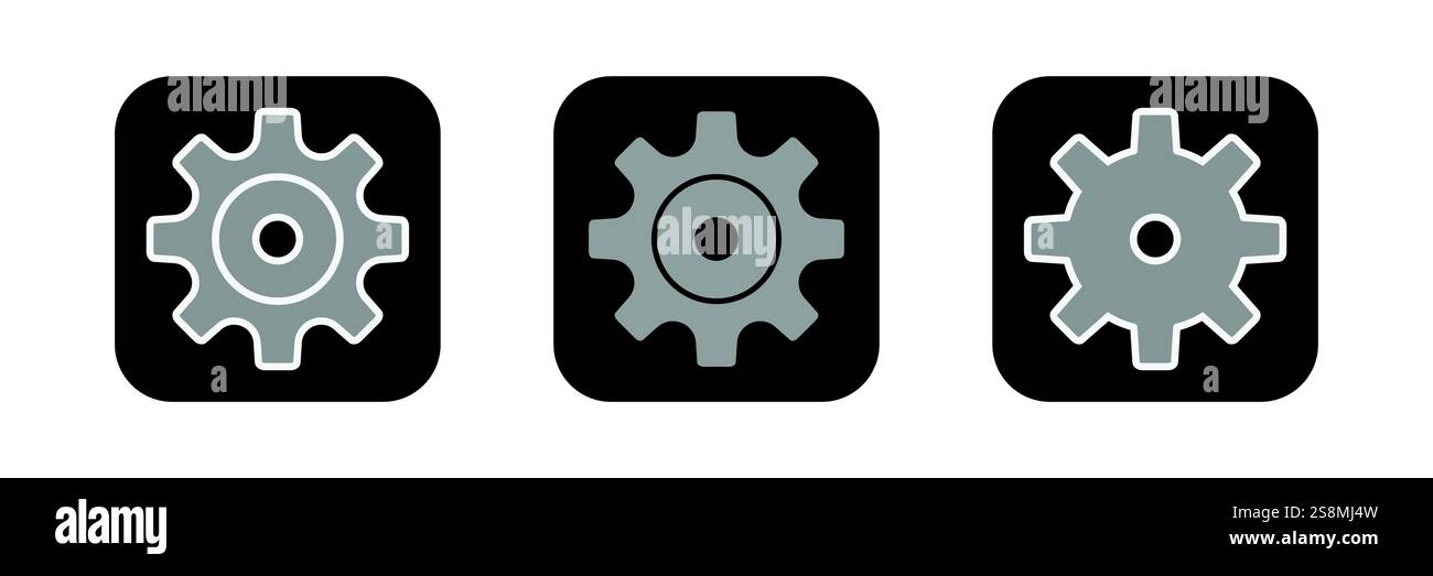 Gear Icon vector. Simple flat symbol. Perfect Black pictogram ...