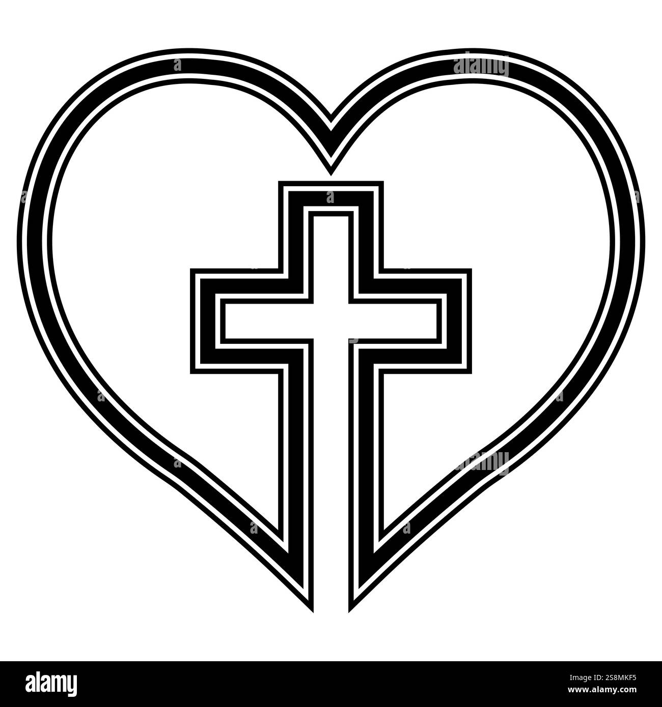 Heart with Cross Icon, heart cross love faith religion Christianity ...