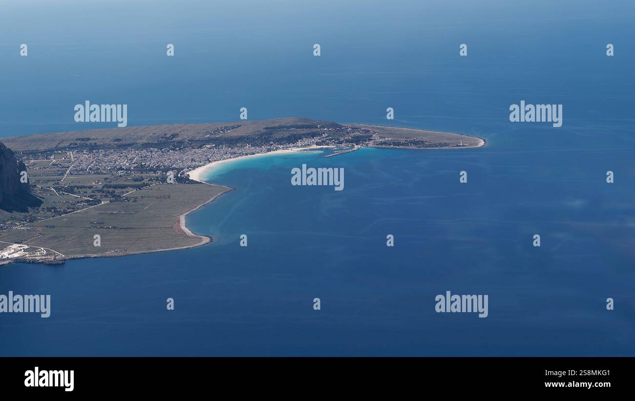 Aerial View of Coastal Peninsula Surrounded by Blue Sea with Clear Sky ...