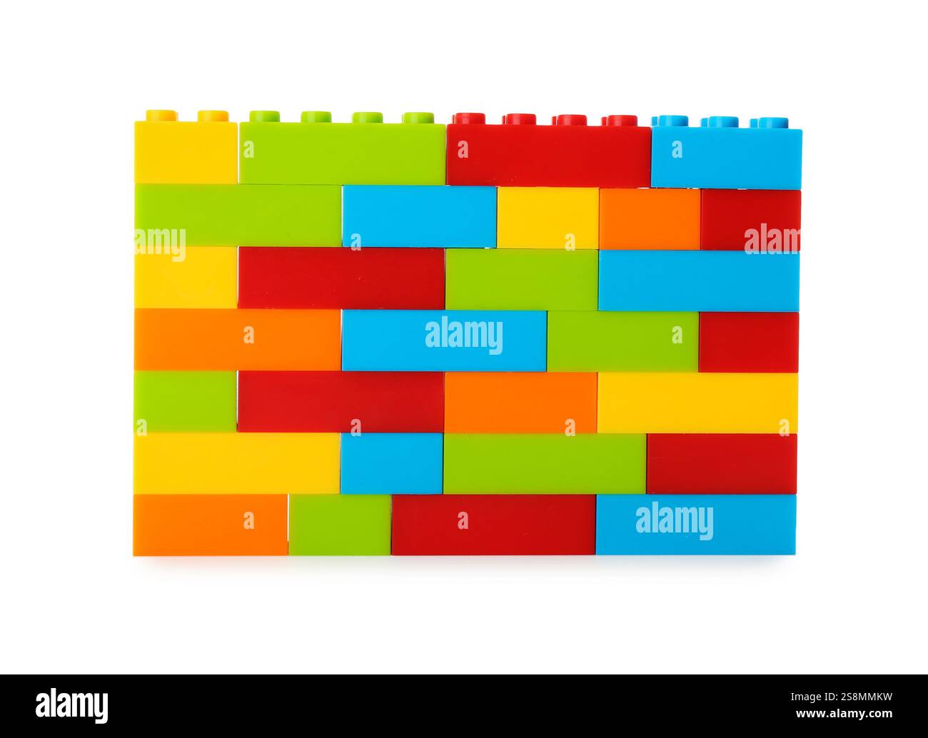 Construction toy. Figure made with building bricks isolated on white ...