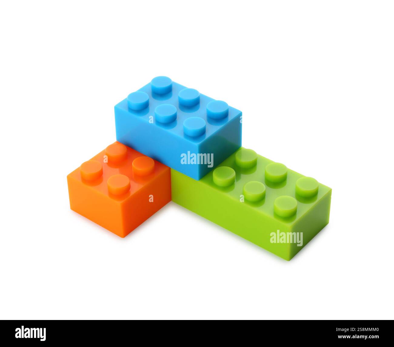 Construction toy. Figure made with building bricks isolated on white ...