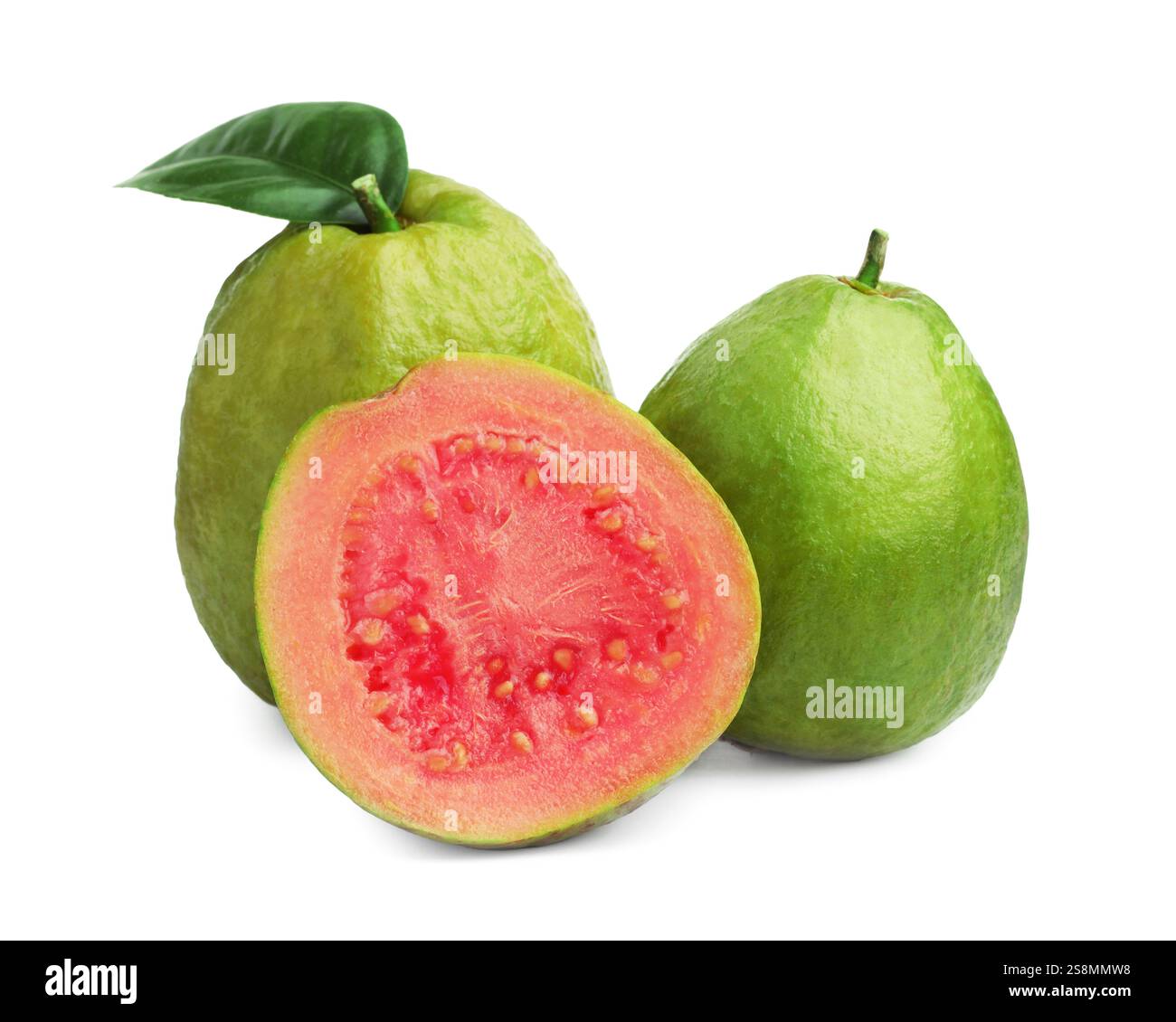 Fresh whole and cut guava fruits isolated on white Stock Photo - Alamy