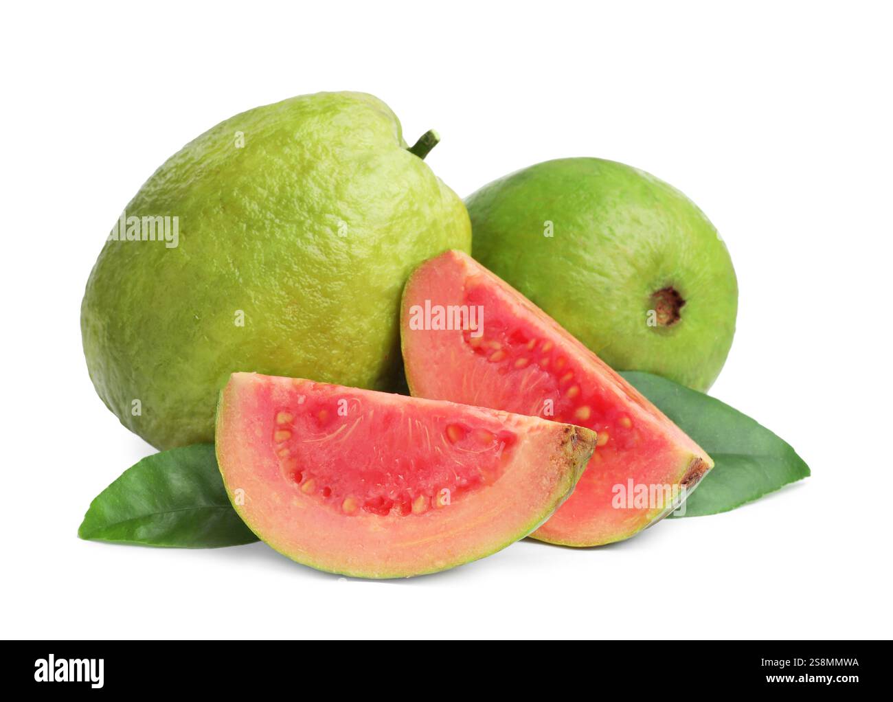 Fresh whole and cut guava fruits isolated on white Stock Photo - Alamy
