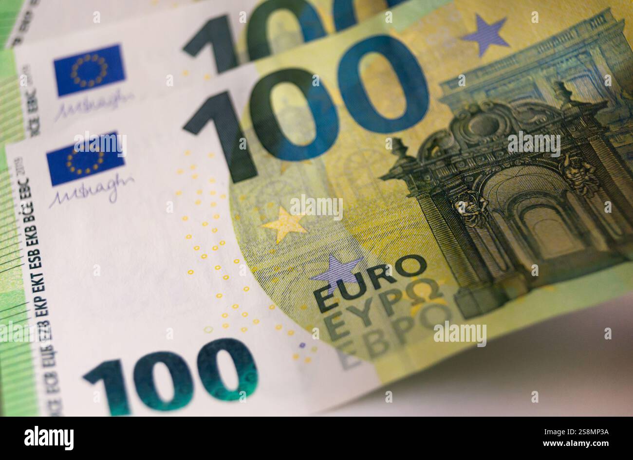 Euro banknotes close-up. 100 euro close-up. (currency of the European ...