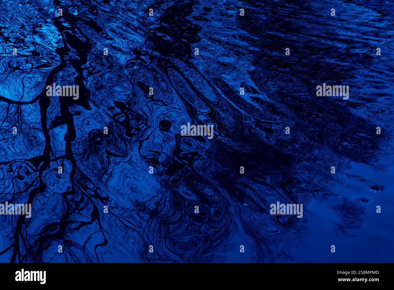 Artistic visualization of water surface with abstract distorted blue ...