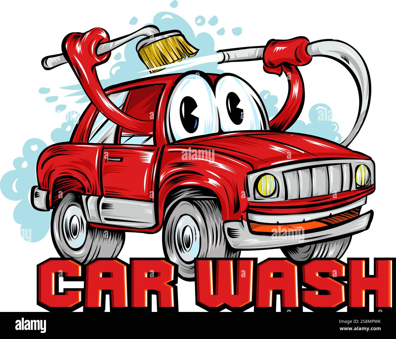 Red car wash cartoon. vector illustration Stock Vector Image & Art - Alamy