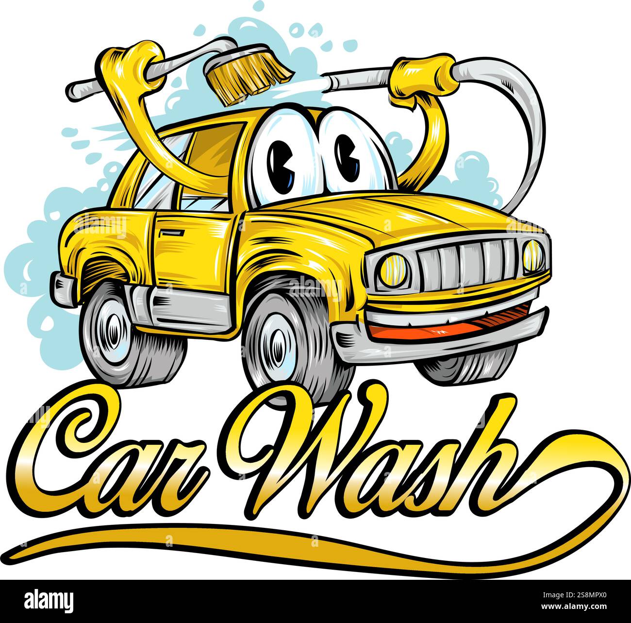 Yellow car wash cartoon. vector illustration Stock Vector Image & Art ...