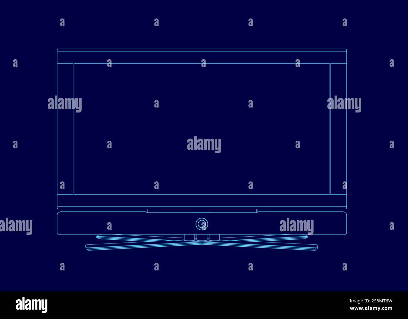 Blue screen monitor outline. Vector illustration Stock Vector Image ...