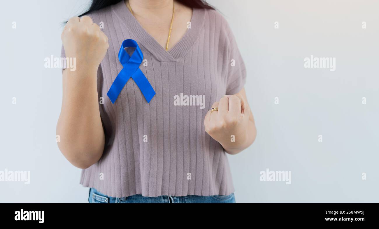 Strong Asian woman colon cancer patient from sickness standing with ...