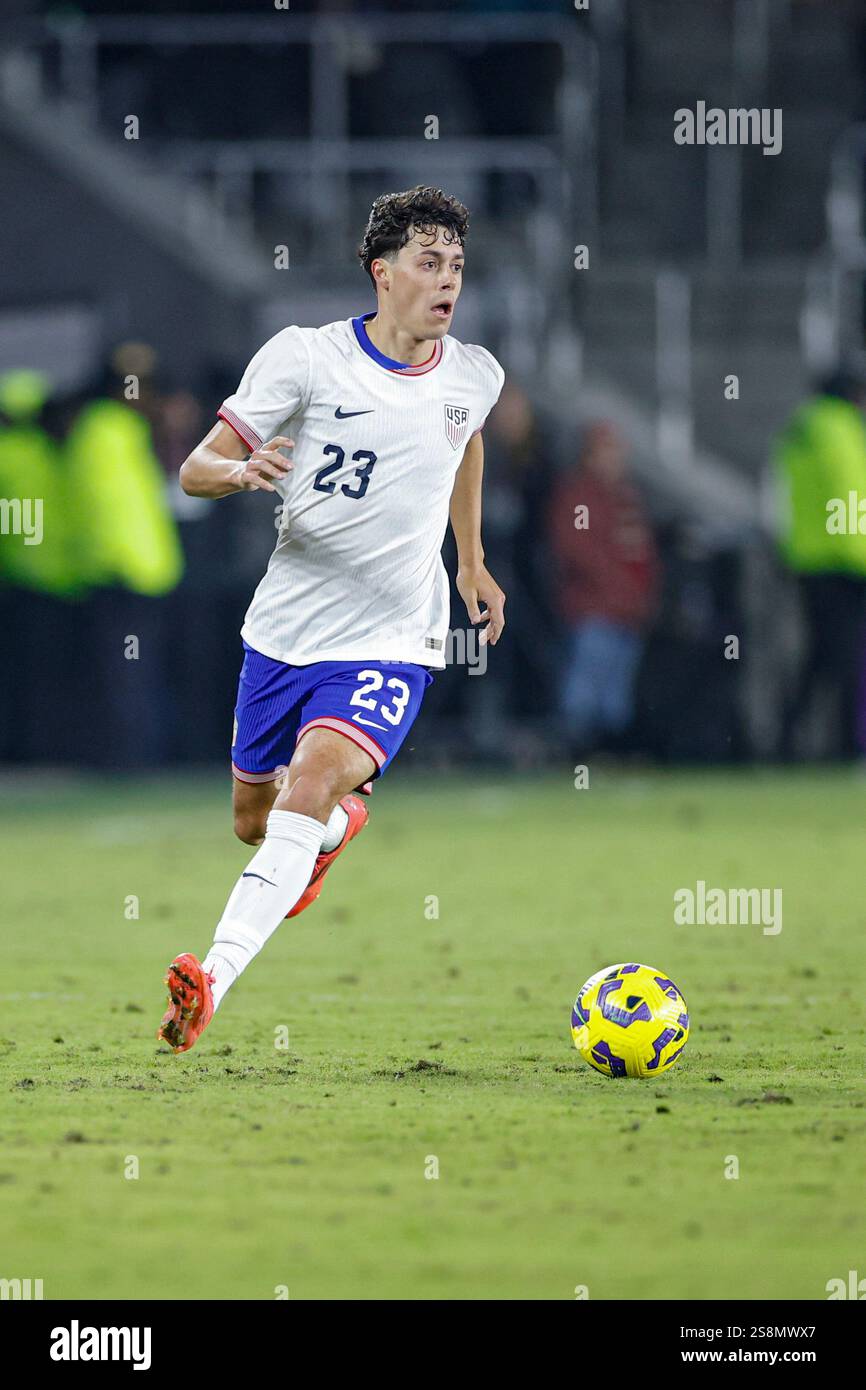 Orlando, FL: United States forward Caden Clark (23) carries the ball up ...