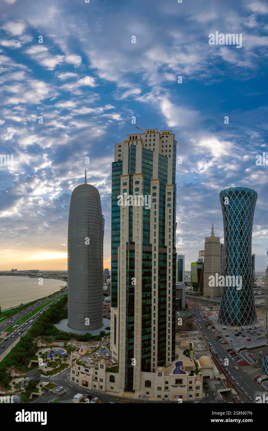 Aerial view of West Bay Doha Qatar. Business and finance hub of Qatar ...