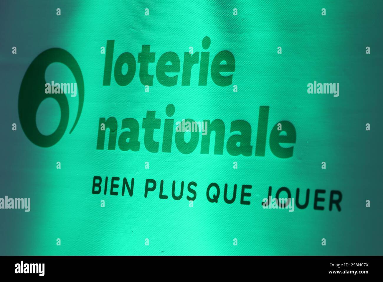 Brussels, Belgium. 23rd Jan, 2025. The Loterie Nationale logo pictured ...