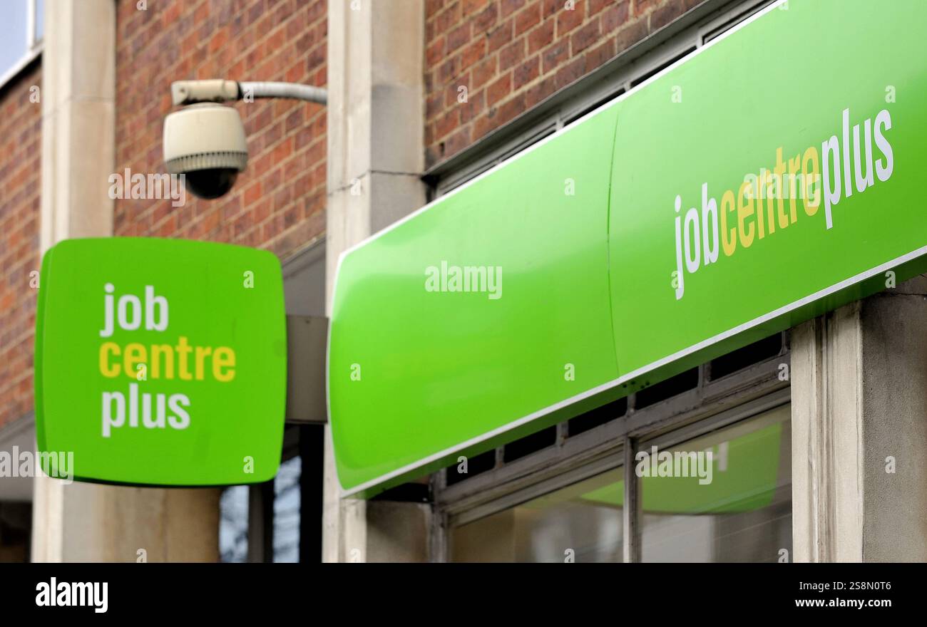 File photo dated 06/11/14 of the signs on the Jobcentre Plus office in ...