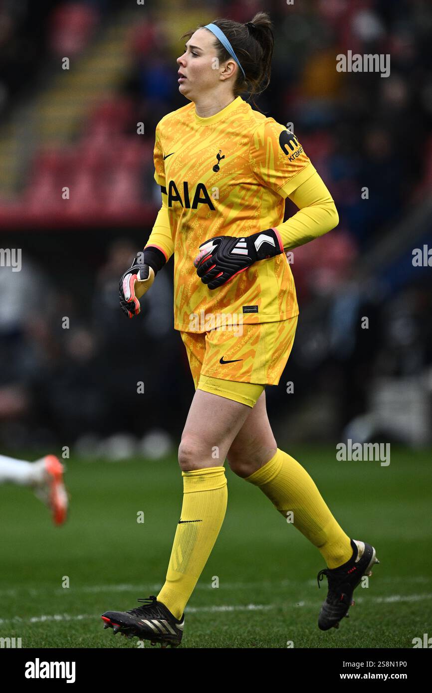 LONDON, ENGLAND - JANUARY 19: goalkeeper Lize Kop of Tottenham Hotspur ...