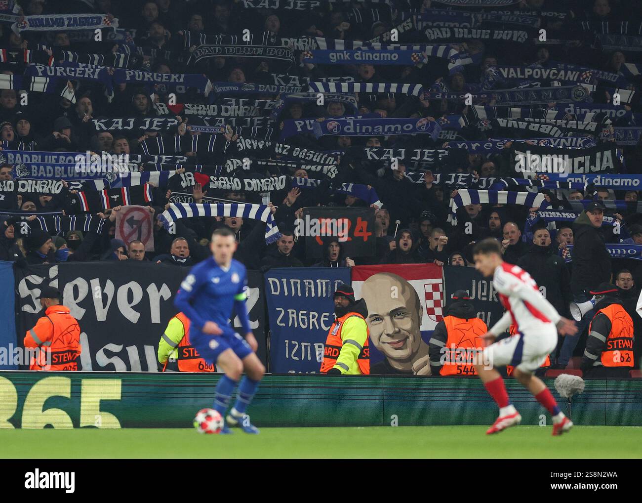 London, UK. 22nd Jan, 2025. Dinamo Zagreb fans during the UEFA ...
