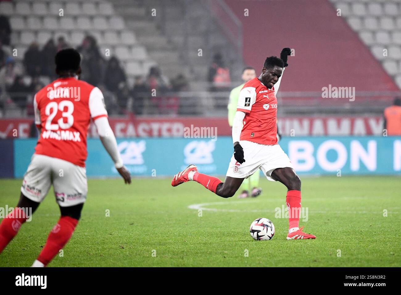 02 Joseph OKUMU (sdr) during the Ligue 1 MCDonald's match between Reims ...