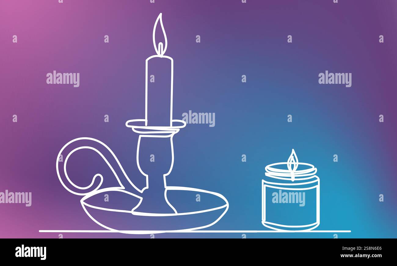 candle sketch continuous line drawing Stock Vector Image & Art - Alamy
