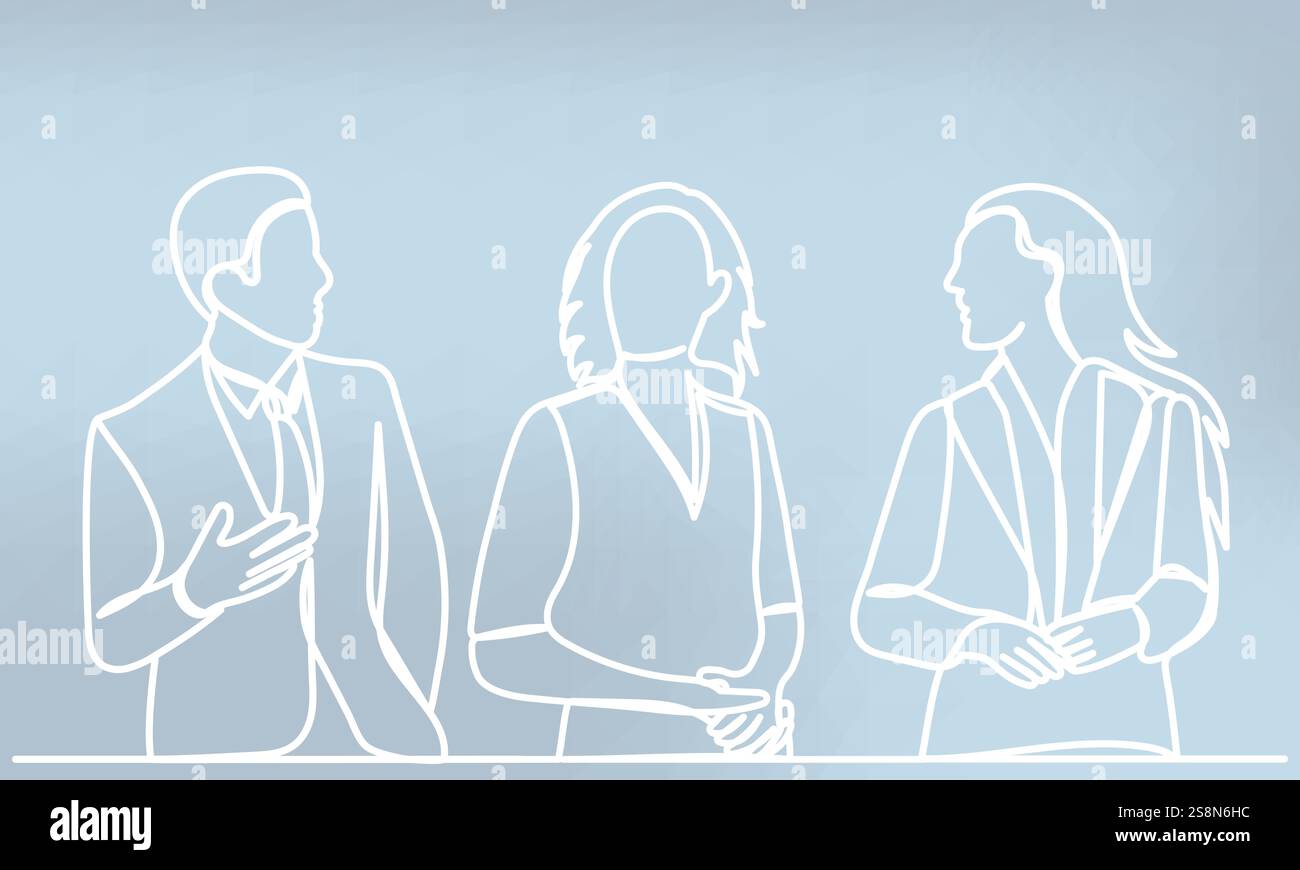 people talking sketch continuous line drawing, vector Stock Vector ...