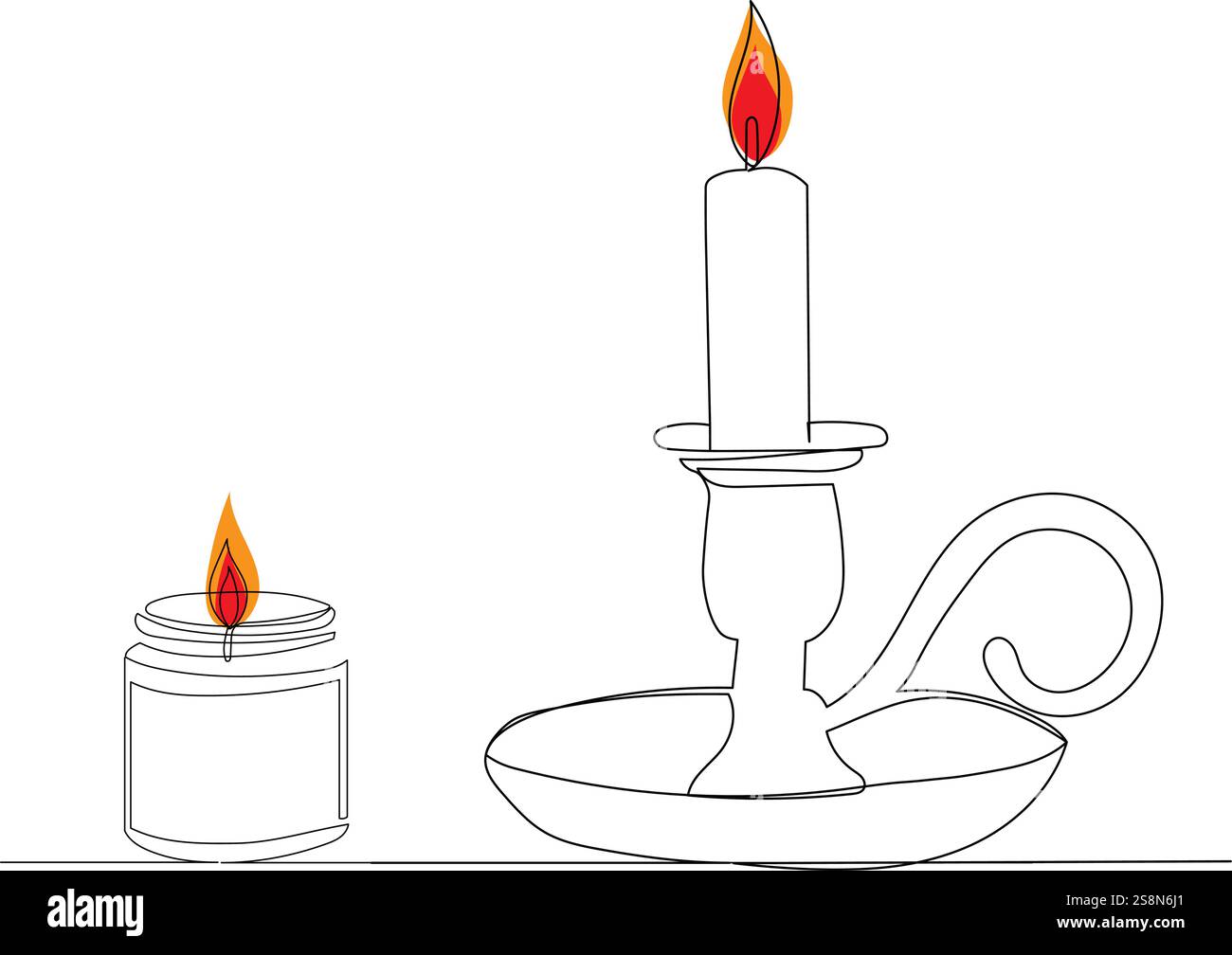 candle sketch continuous line drawing, vector Stock Vector Image & Art ...
