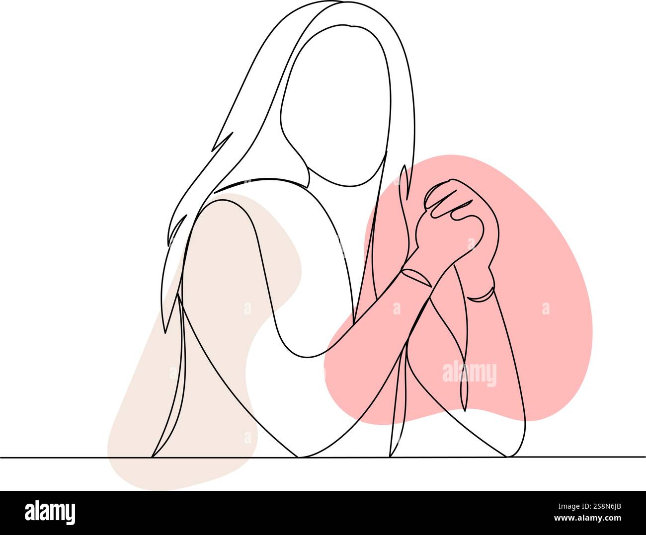 woman sitting sketch continuous line drawing, vector Stock Vector Image ...