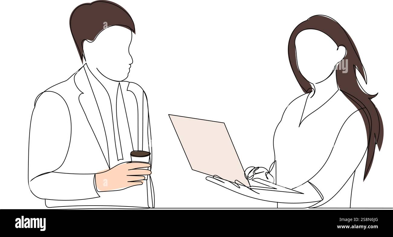 people communicate sketch continuous line drawing Stock Vector Image ...