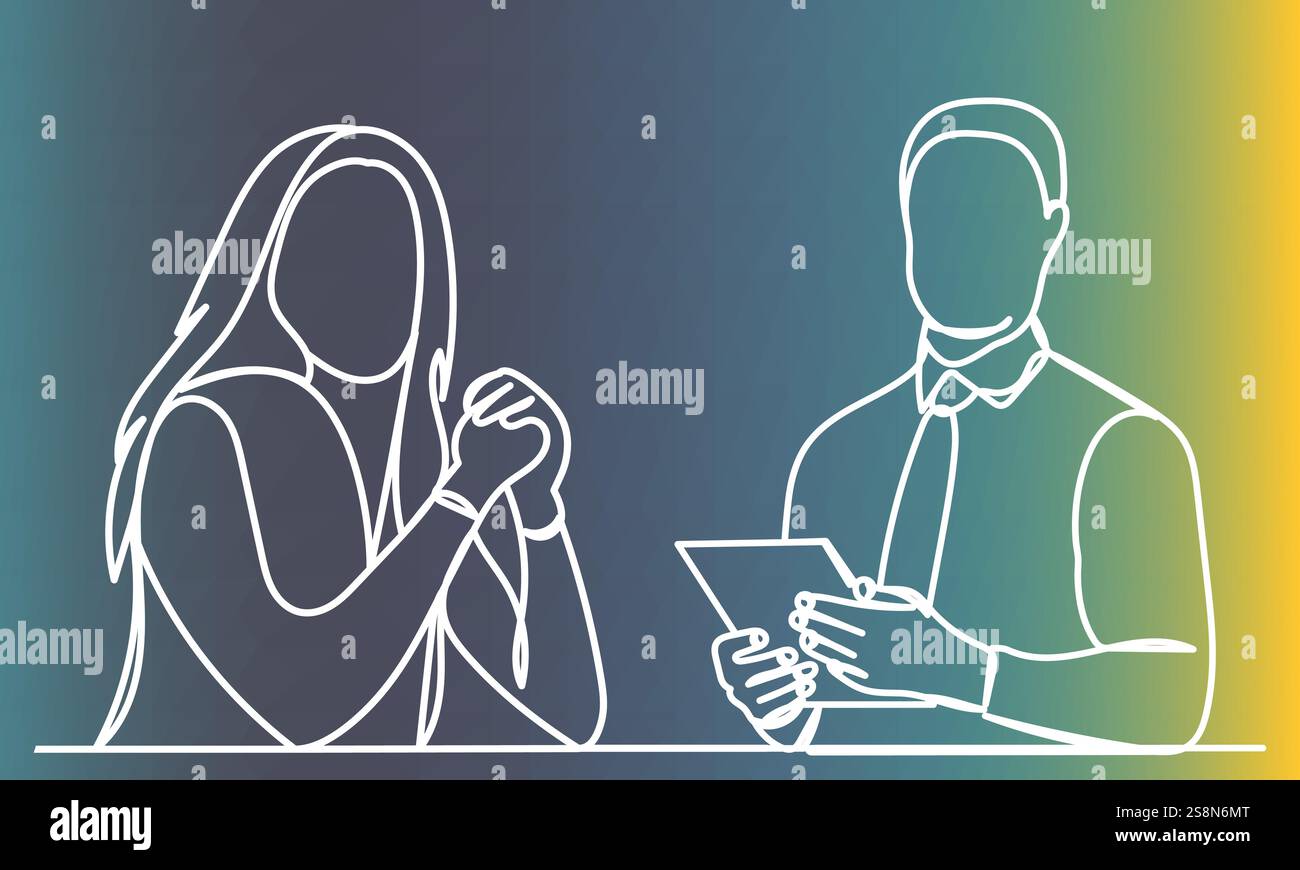 people communicate sketch continuous line drawing, vector Stock Vector ...