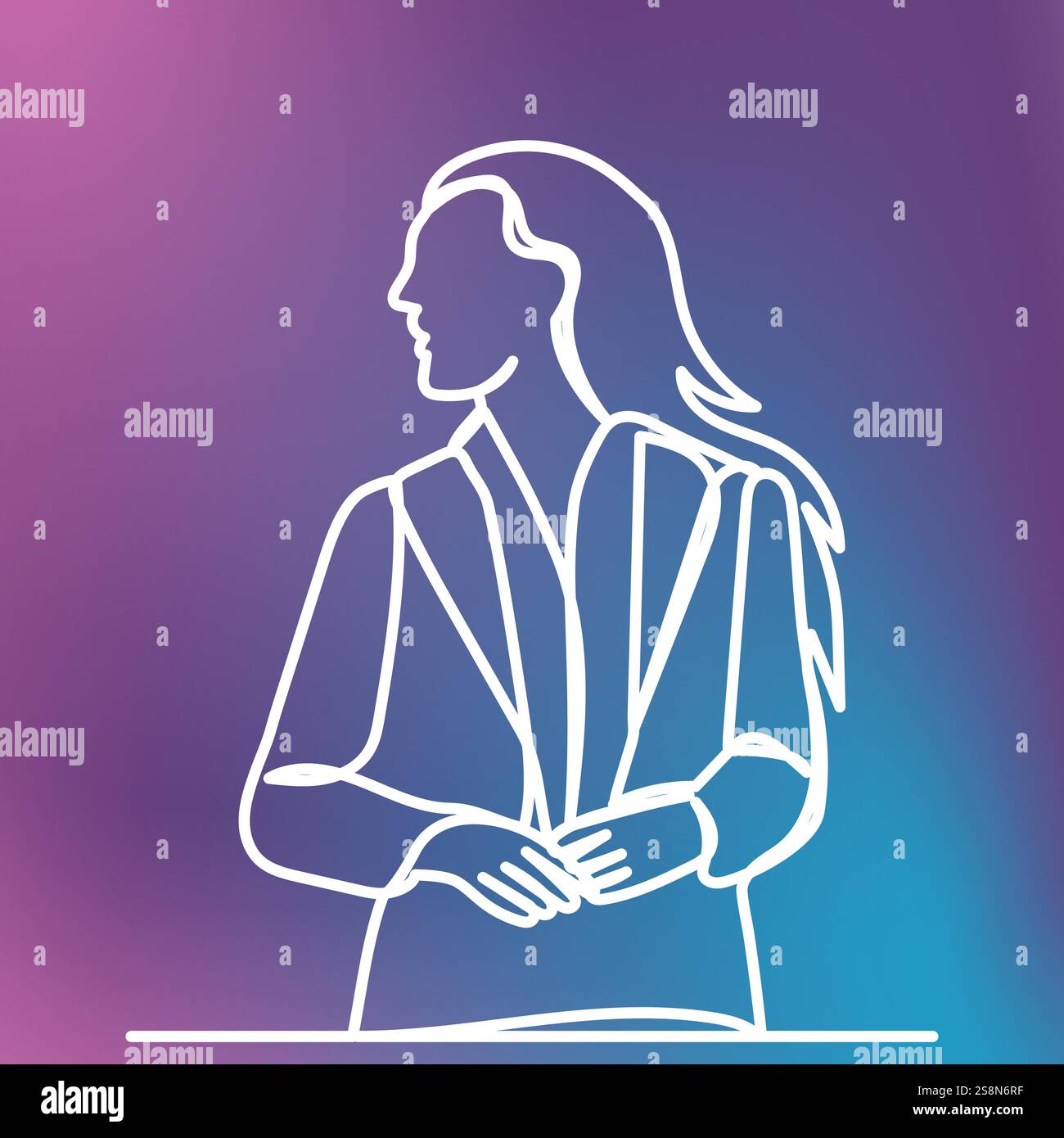 woman portrait continuous line drawing, vector, sketch Stock Vector ...
