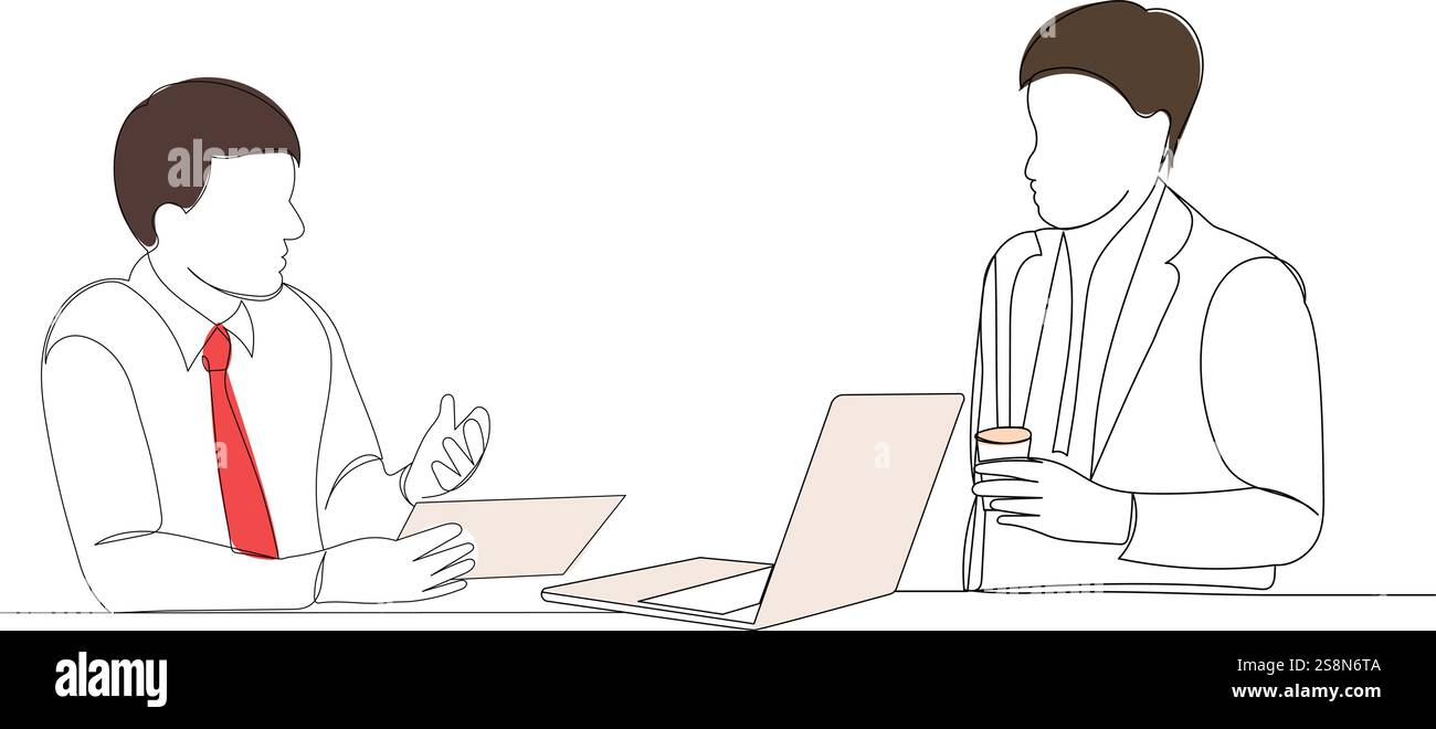 working people sketch continuous line drawing, vector Stock Vector ...