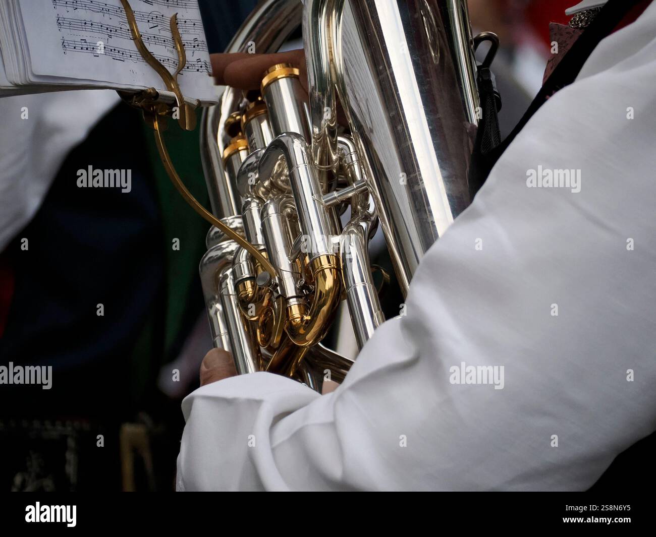 Traditional Tyrol band instrument detail close up Stock Photo - Alamy