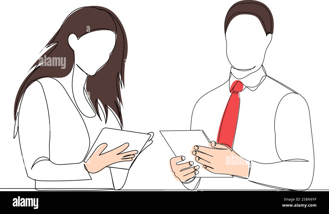 people communicate sketch continuous line drawing, vector Stock Vector ...