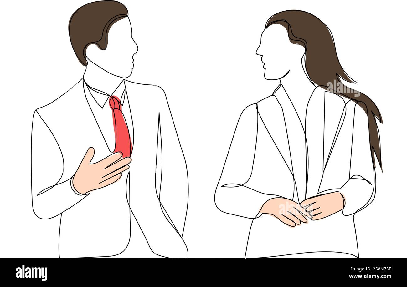 people communicate sketch continuous line drawing Stock Vector Image ...