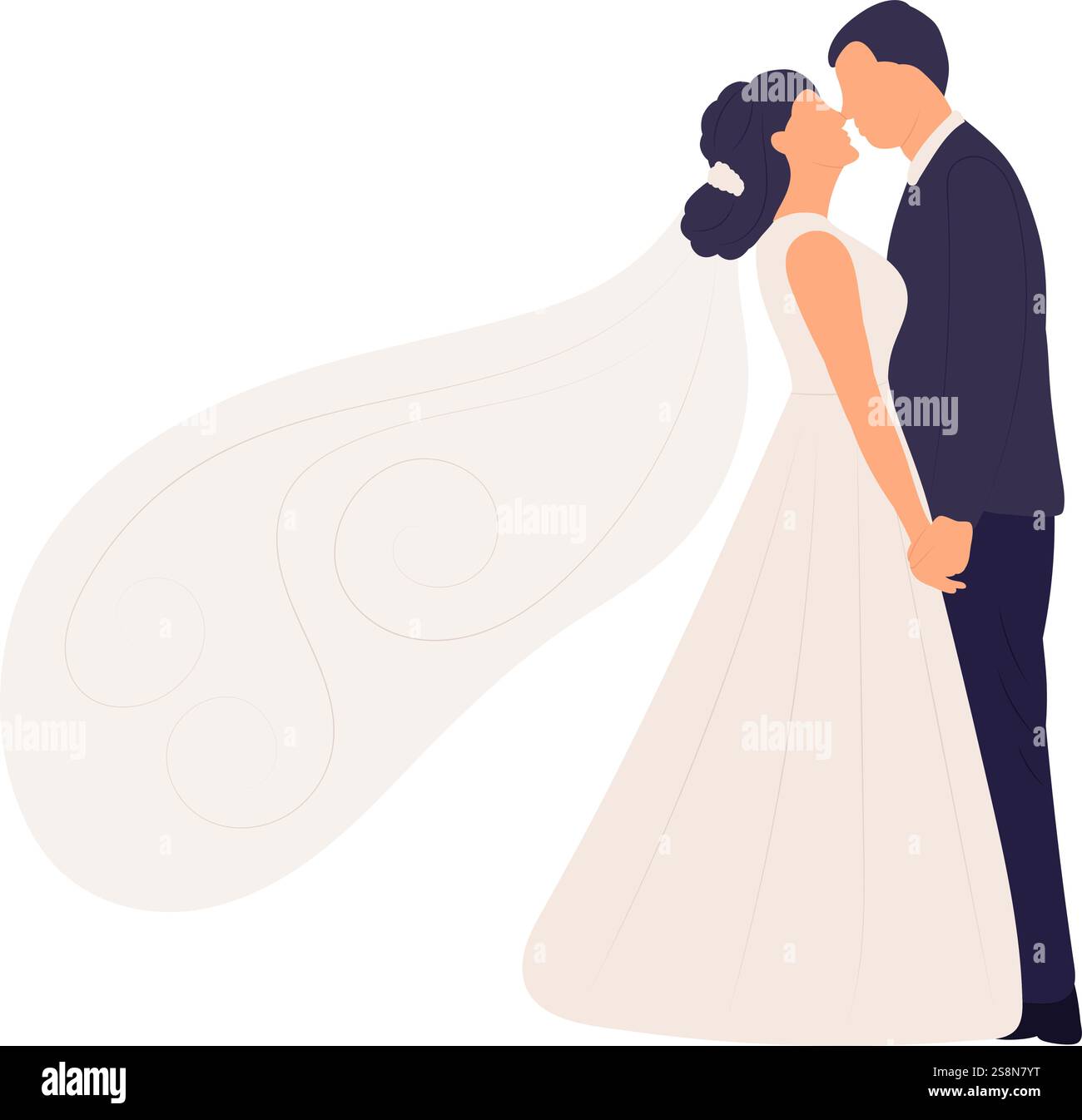 brides and grooms, wedding in flat style, isolated vector Stock Vector ...