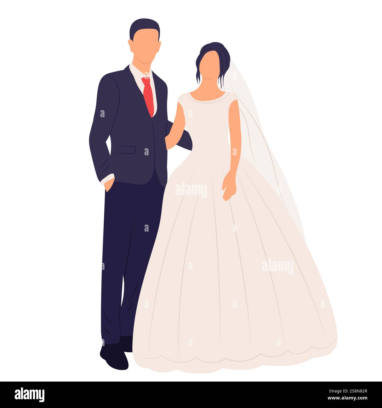 Beautiful bride in white groom Stock Vector Images - Alamy