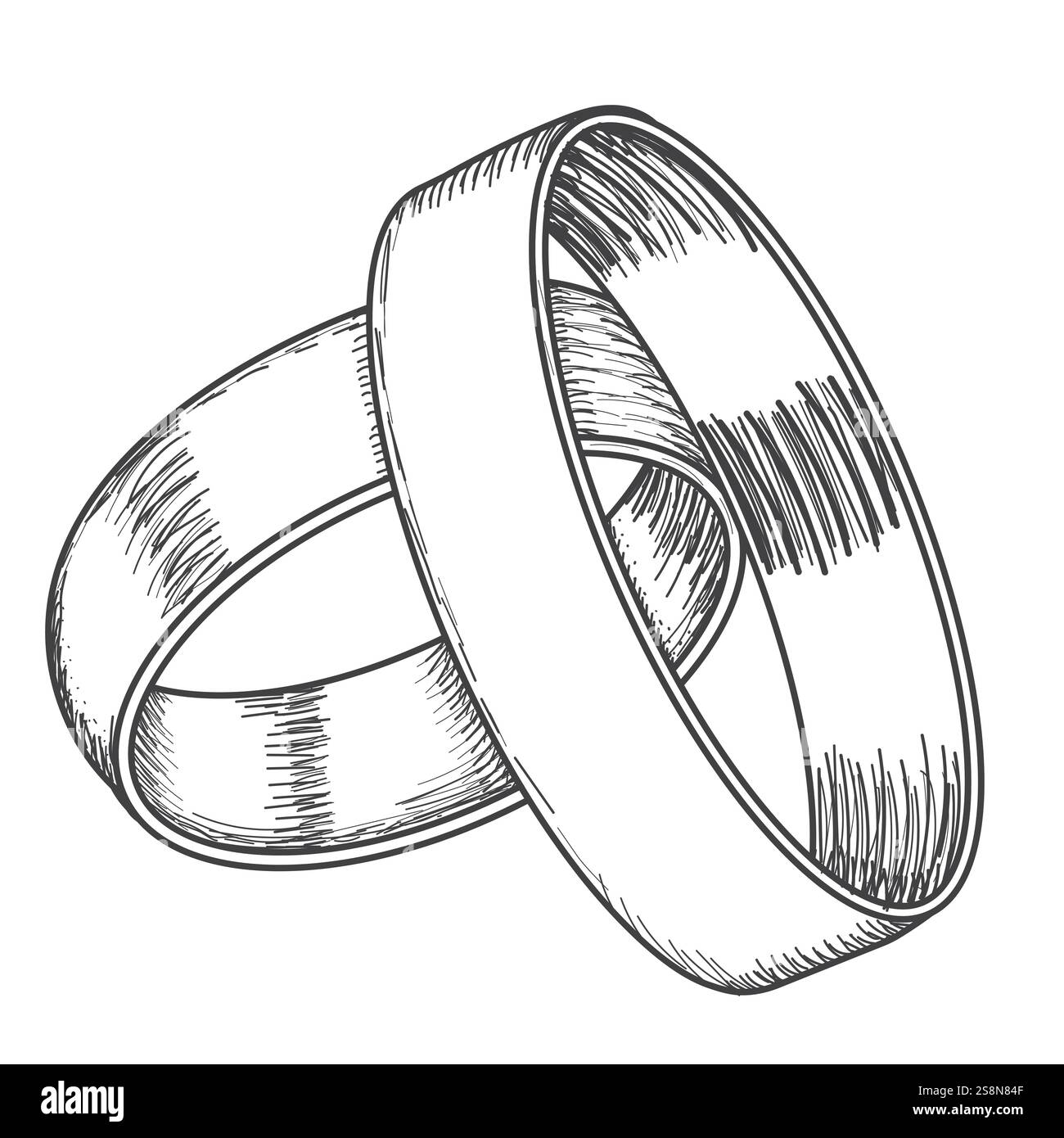 wedding rings sketch, doodle ,contour line isolated vector Stock Vector ...