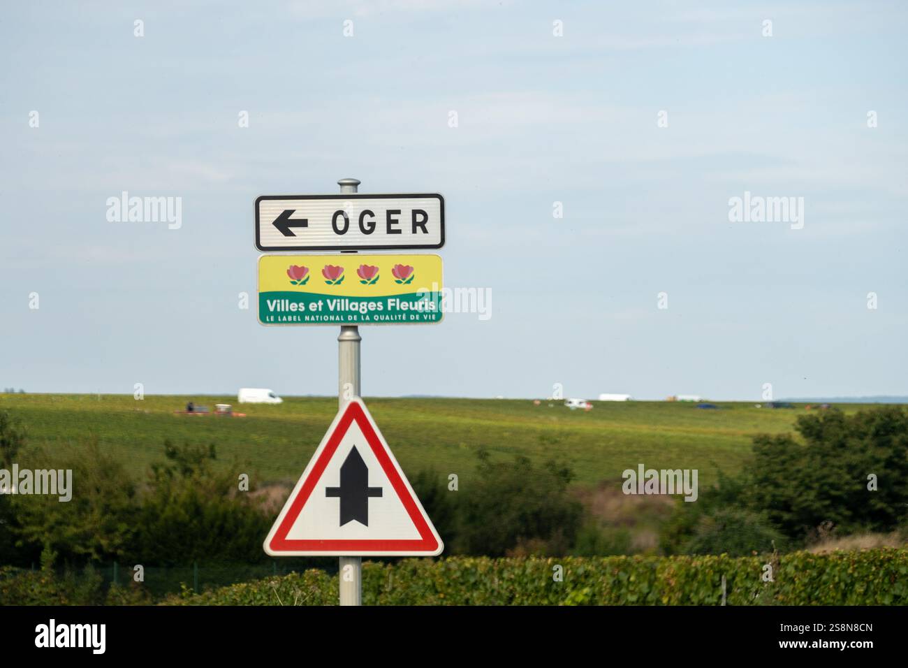 Road signes, directions and places of destinations, Gran Cru villages ...
