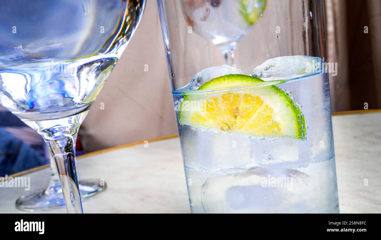 Gin Tonic with Sweet Salty Appetizer Stock Photo - Alamy
